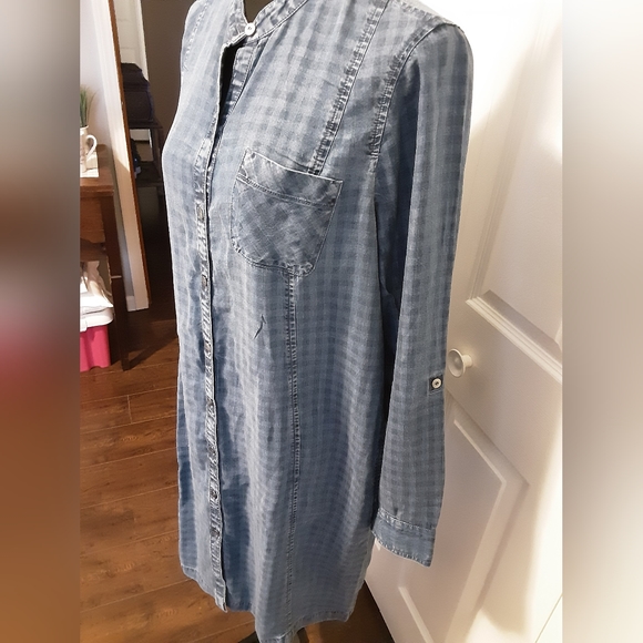 J. Jill | Dresses | J Jill Denim Lyocell Tab Sleeve Dress Indigo Blue ...